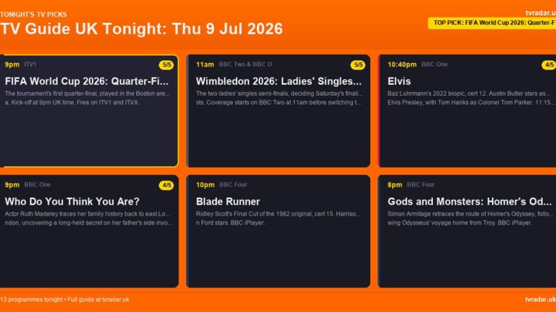 TV Guide UK Tonight Thurs 2 Jul 2026 – Wimbledon, Riptide Finale & WDYTYA